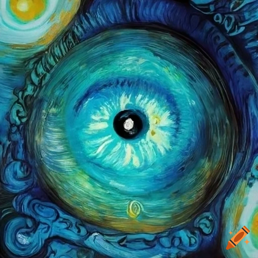 Eye in a whimsical fairy wonderland with spirals and whimsical elements ...