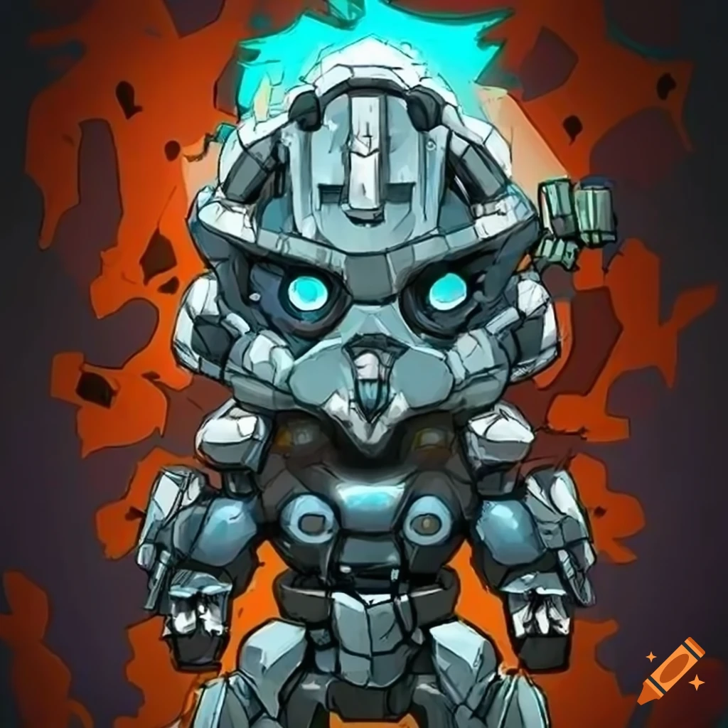 Chibi mech warrior character on Craiyon