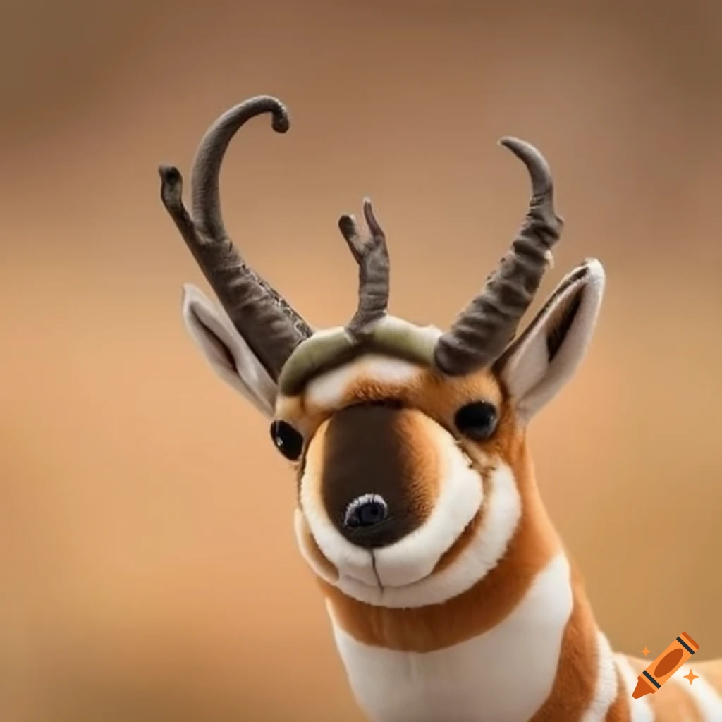Plush pronghorn carrying a large sponge on Craiyon