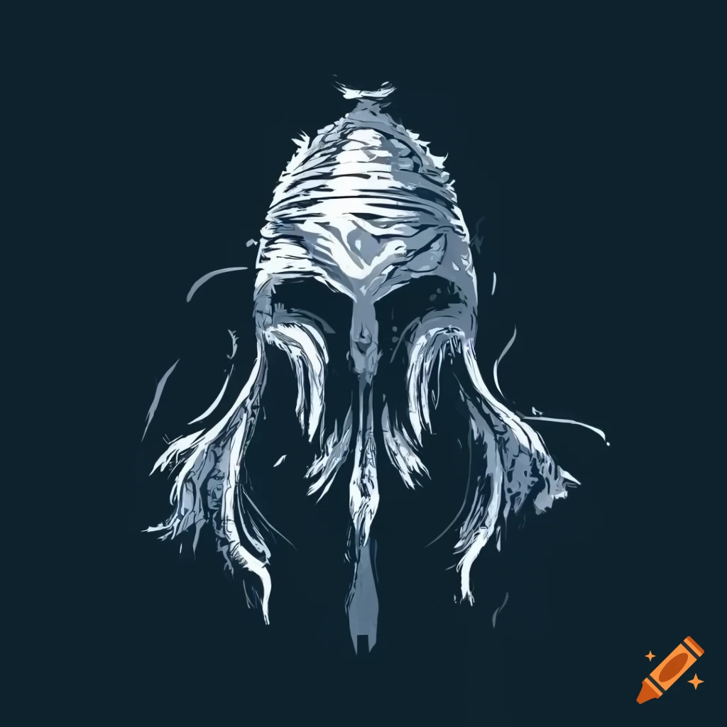 Vector icon of rpg warrior class in white on Craiyon