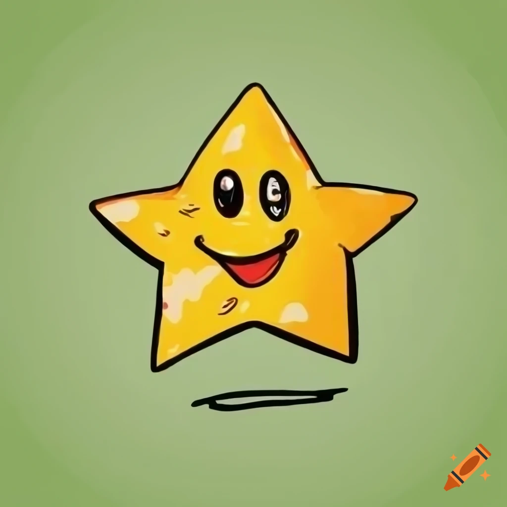 Cartoon-style smiling star drawing on Craiyon