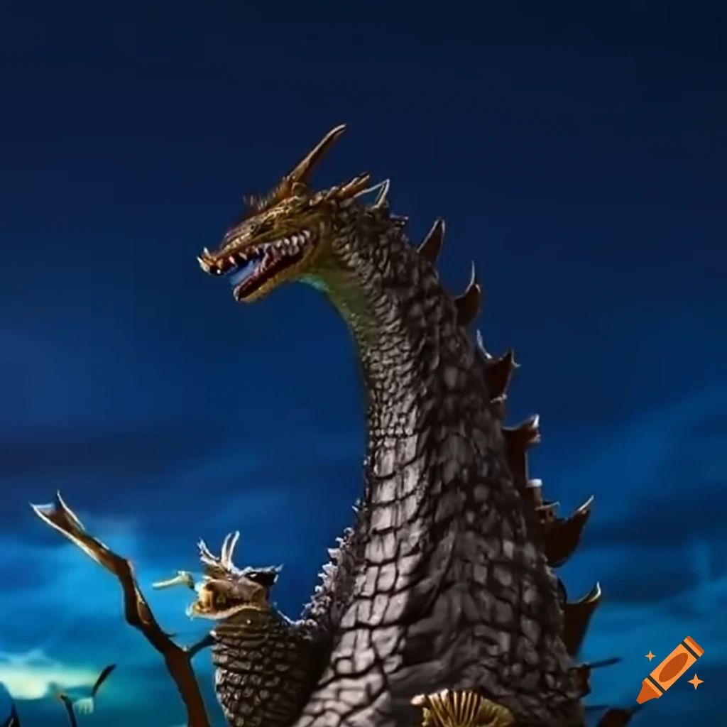 Chinese dragon variation inspired by godzilla on Craiyon