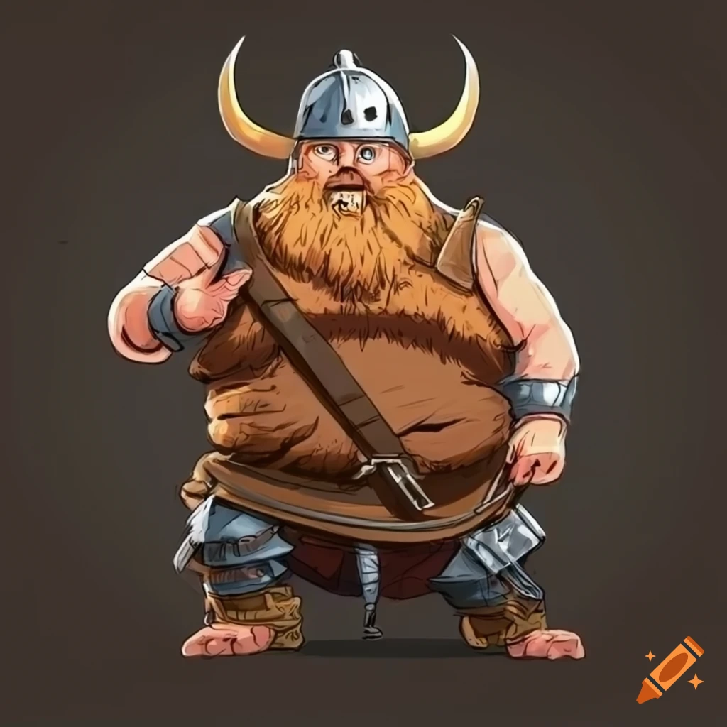 Chubby funny-looking viking in casual gear on Craiyon