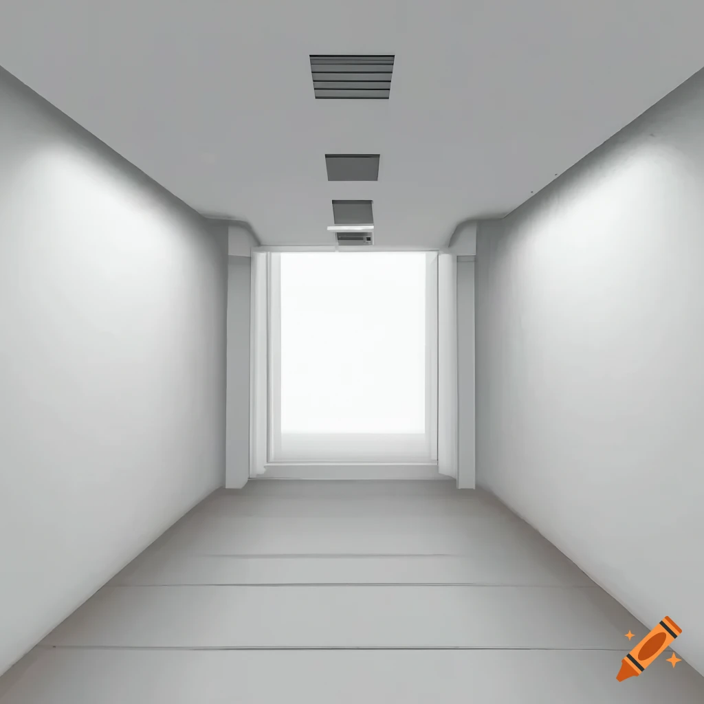 Endless white hallway interior on Craiyon