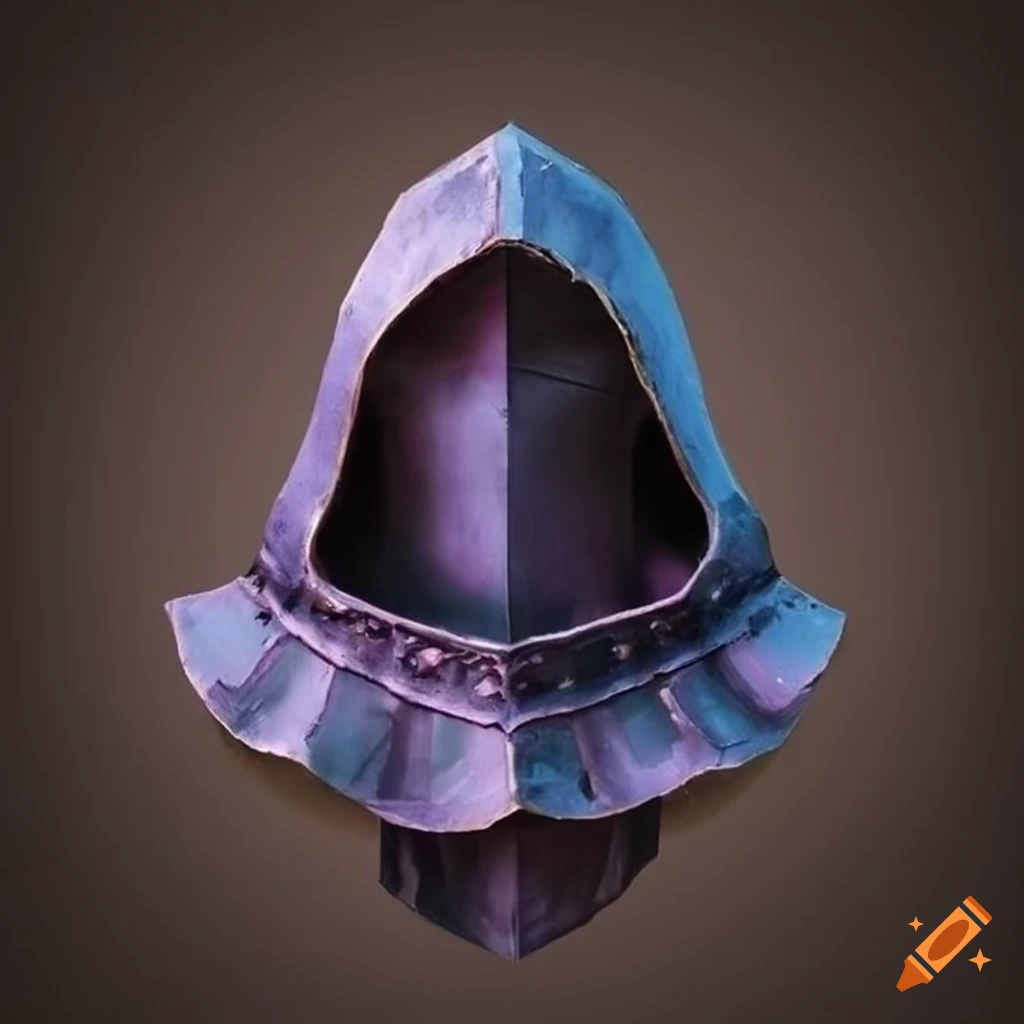 Light magical empty cowl in detailed medieval style from the front on ...