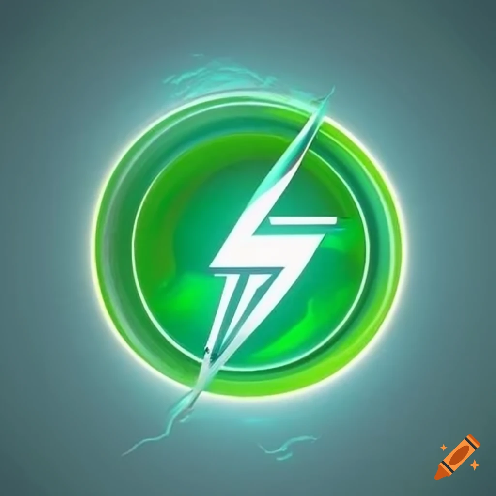 Circular fuel station logo with green oil drop and lightning on Craiyon