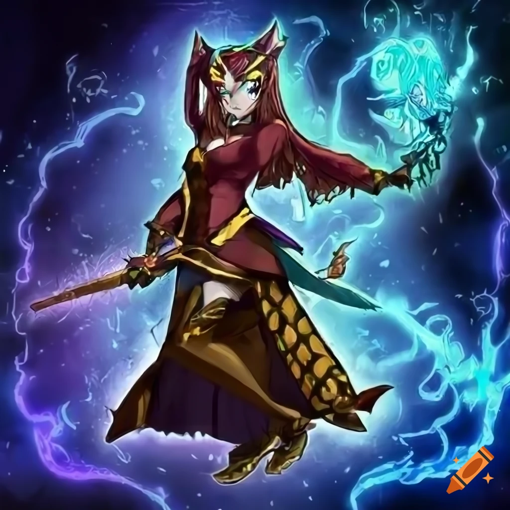 Anthropomorphic female dragon librarian in yu-gi-oh card artwork style ...