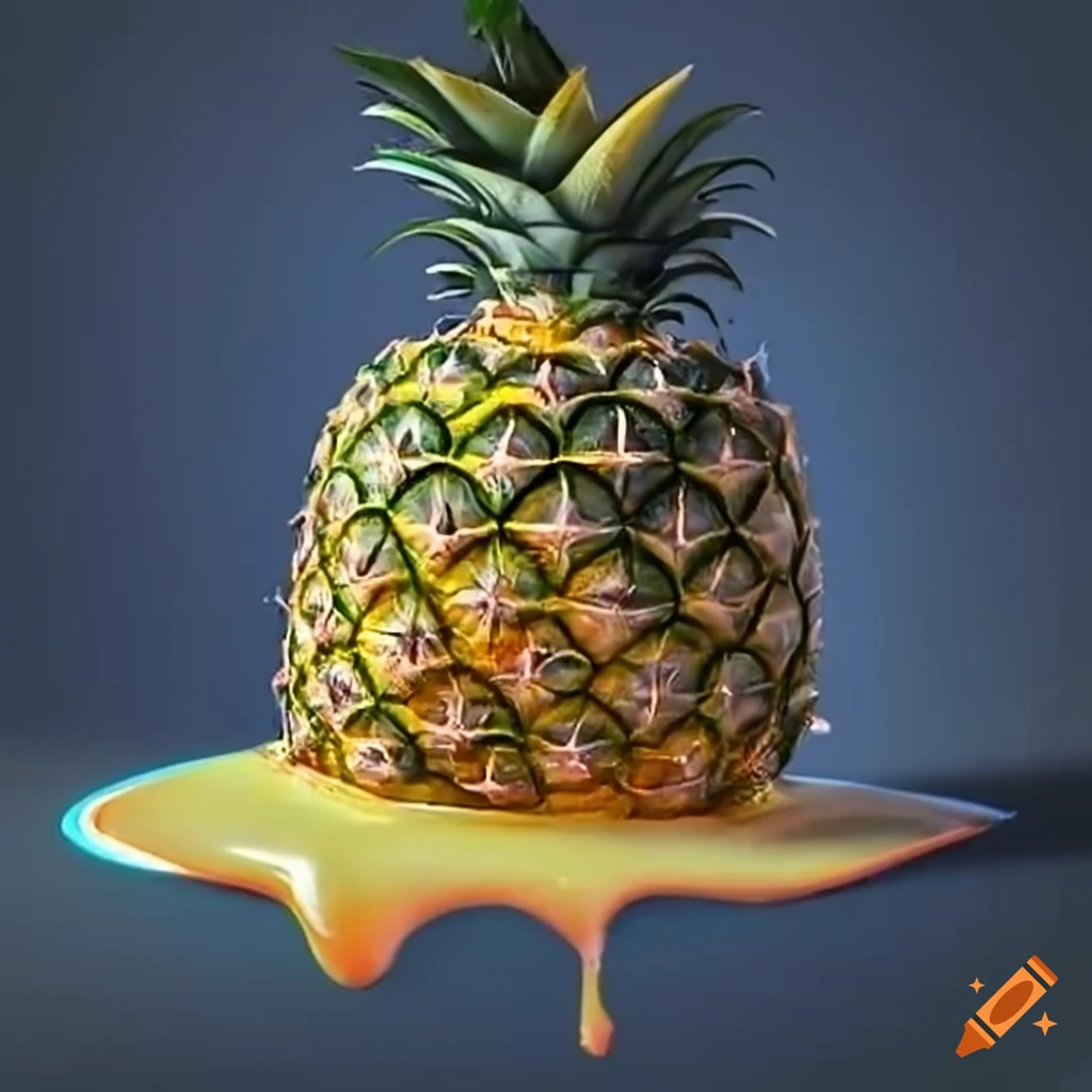 Melting 3D pineapple sculpture on Craiyon