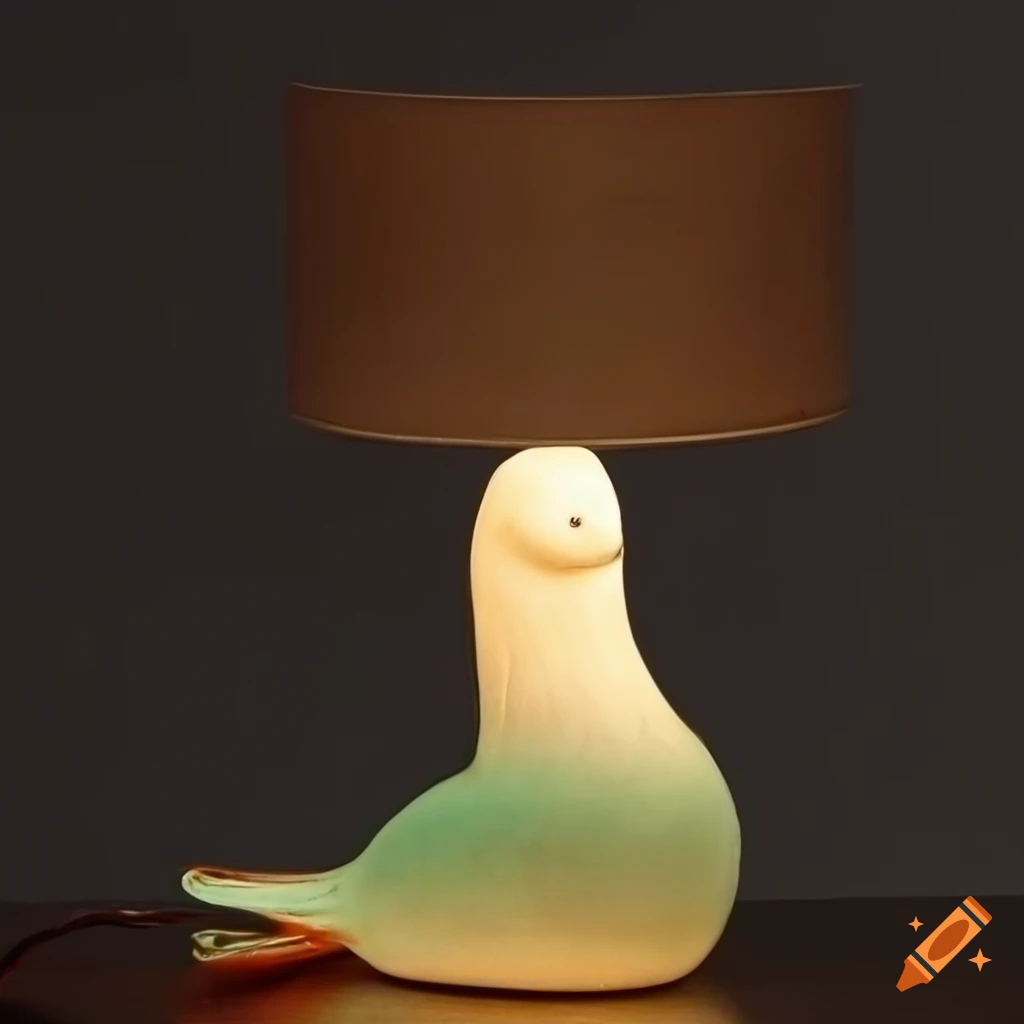 Unique table lamp shaped like a ceramic upside down duck on Craiyon