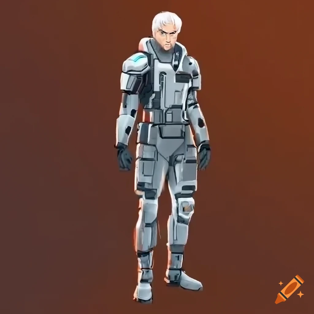 Realistic 16-bit full body strong male character with short white hair ...
