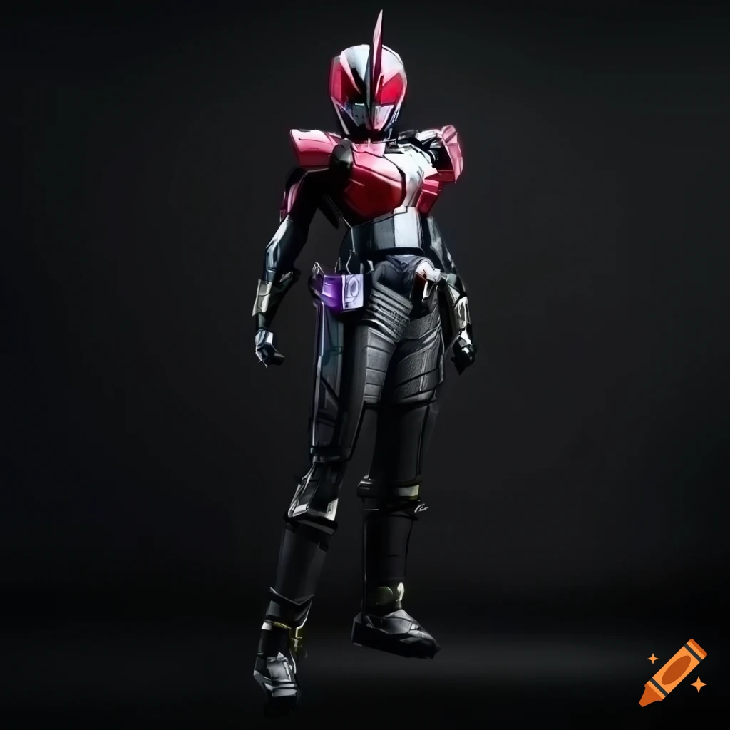 Symmetrical female kamen rider in a photorealistic style with a skirt ...