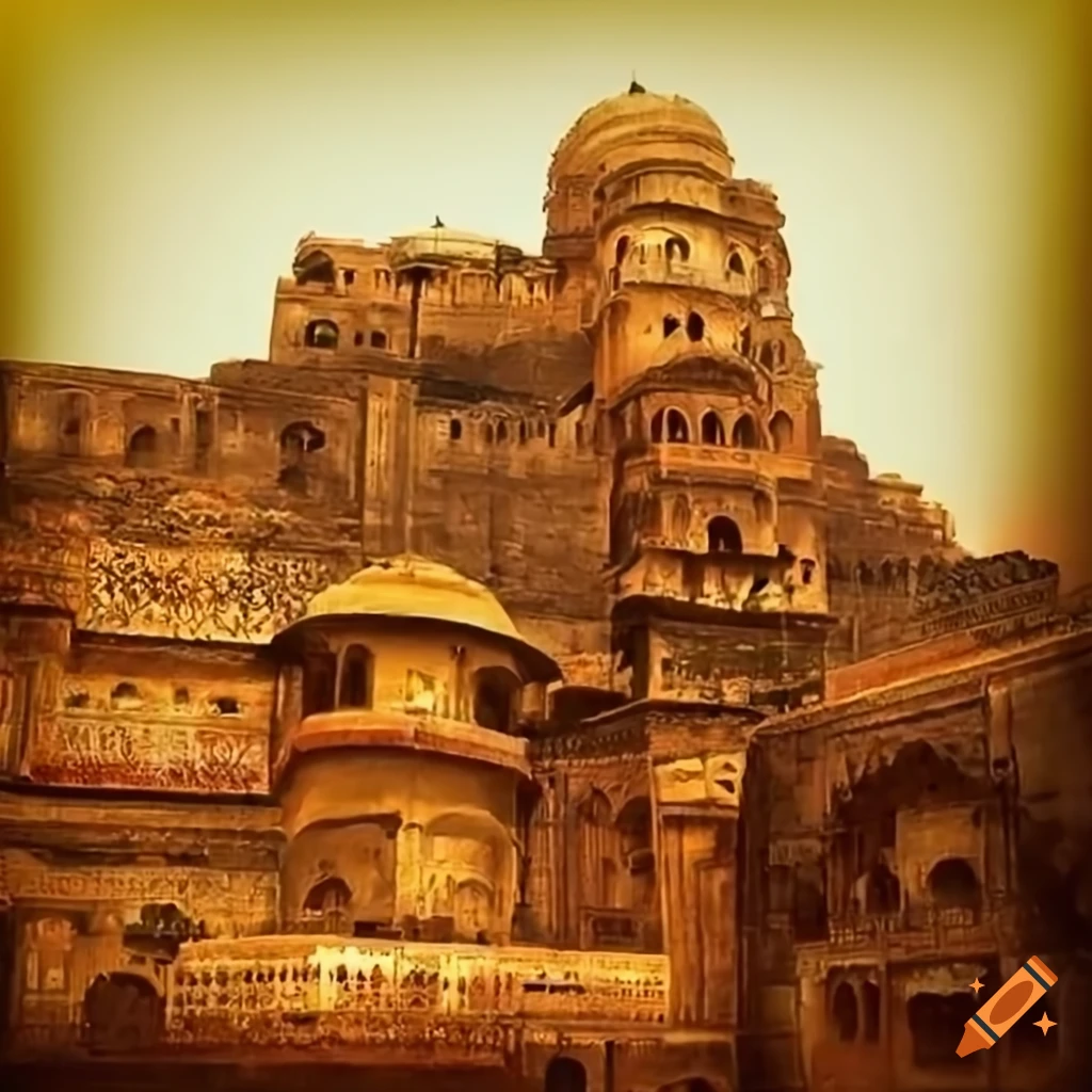 Leonardo da vinci painting at neemrana fort on Craiyon