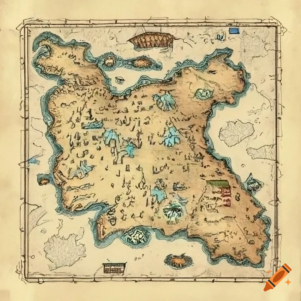 Hand-drawn fantasy map of a mythical region with Hamlets, a Village ...