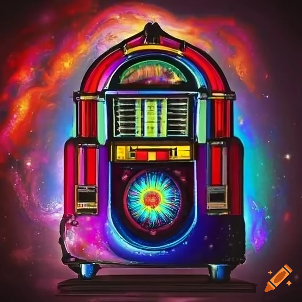Soft rock and roll psychedelic galaxy jukebox on Craiyon