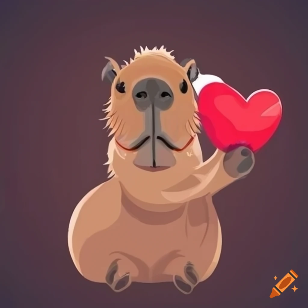 Capybara holding a heart in a cute romantic gesture on Craiyon
