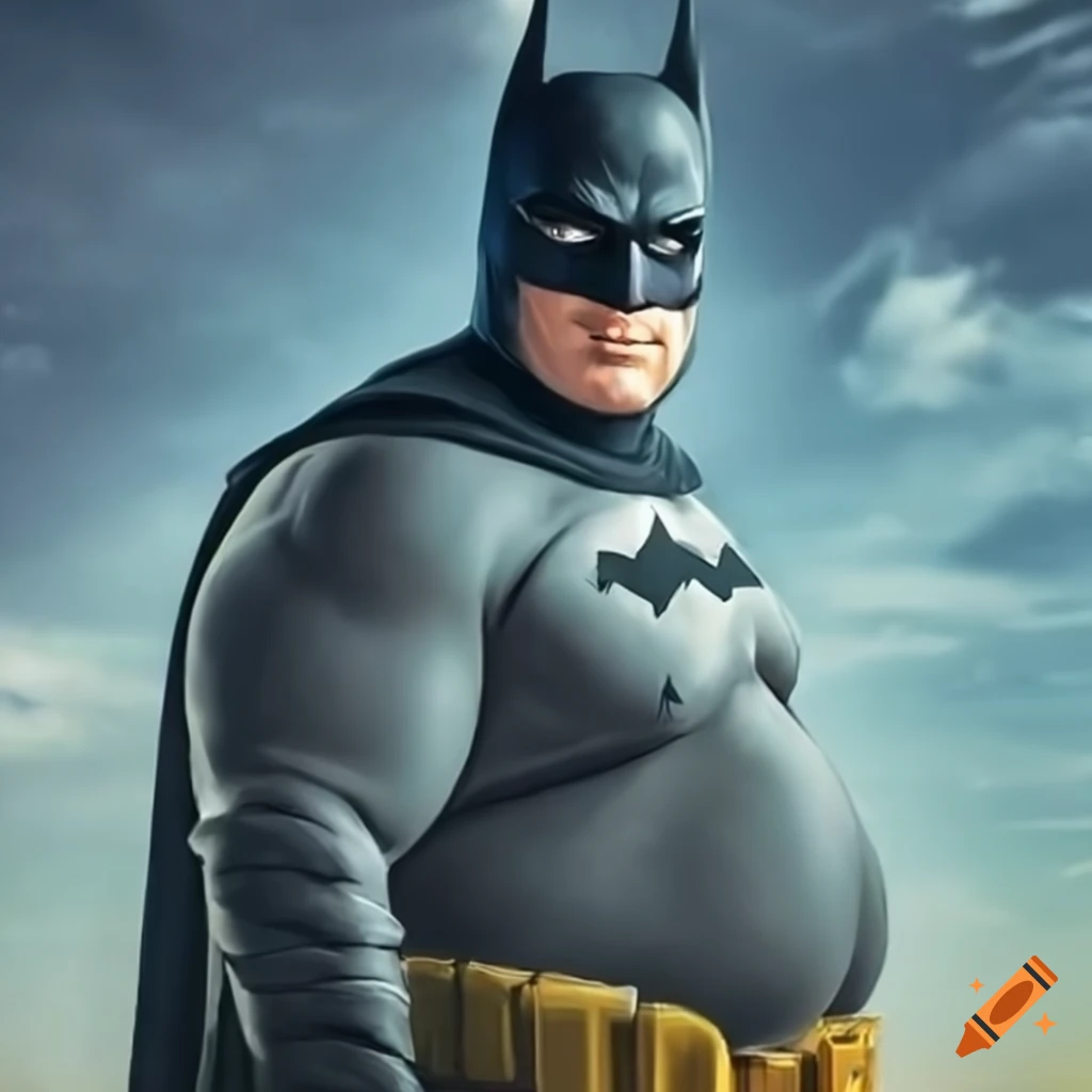Overweight batman gazing at the sky on Craiyon