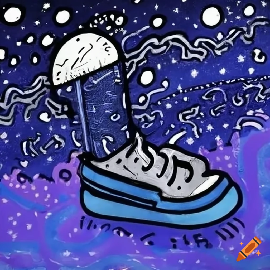 Keith Haring shoe doodles in space on Craiyon