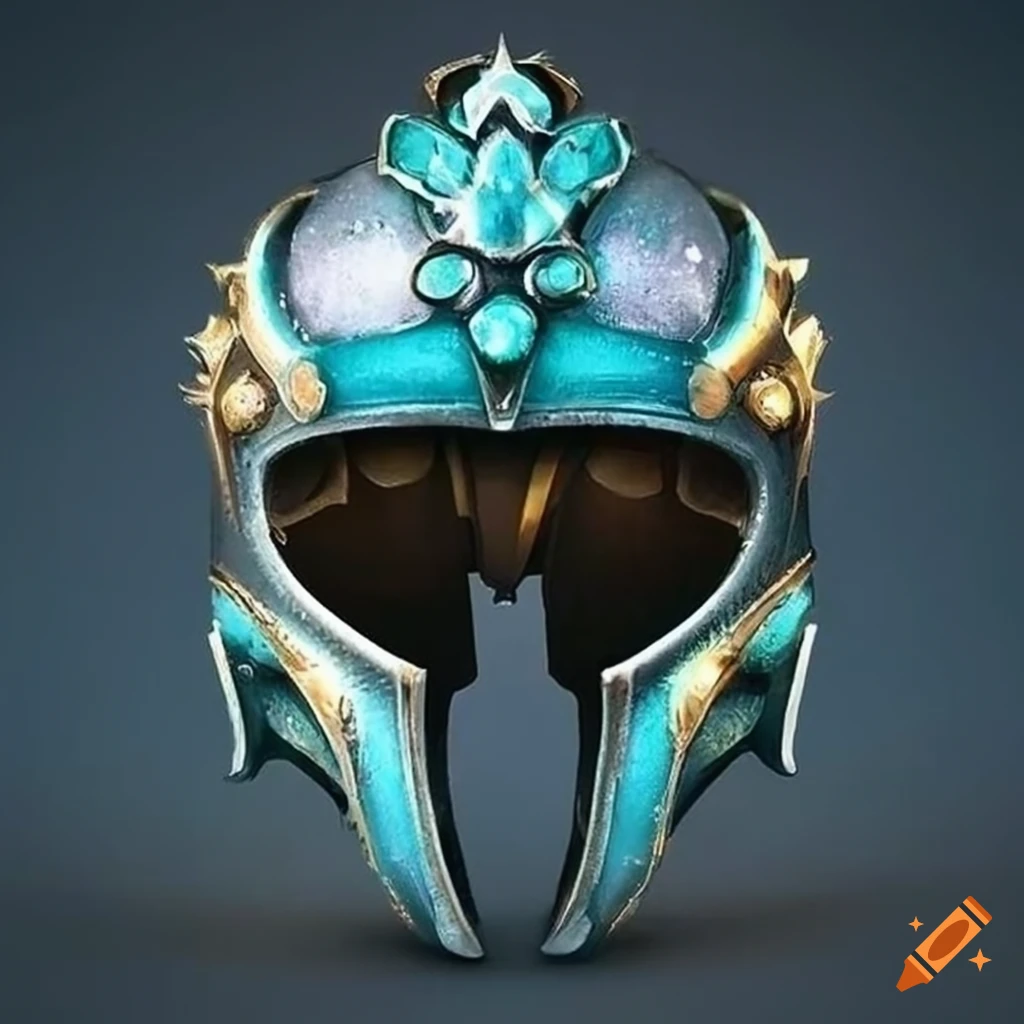 Detailed open helmet in a magical fantasy setting on Craiyon