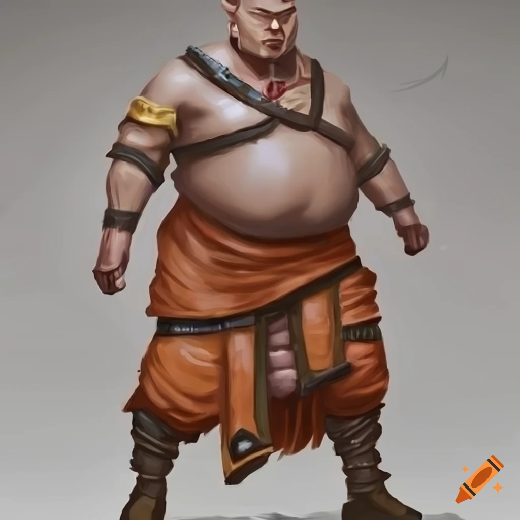 Asian fat human monk character from a d&d game on Craiyon