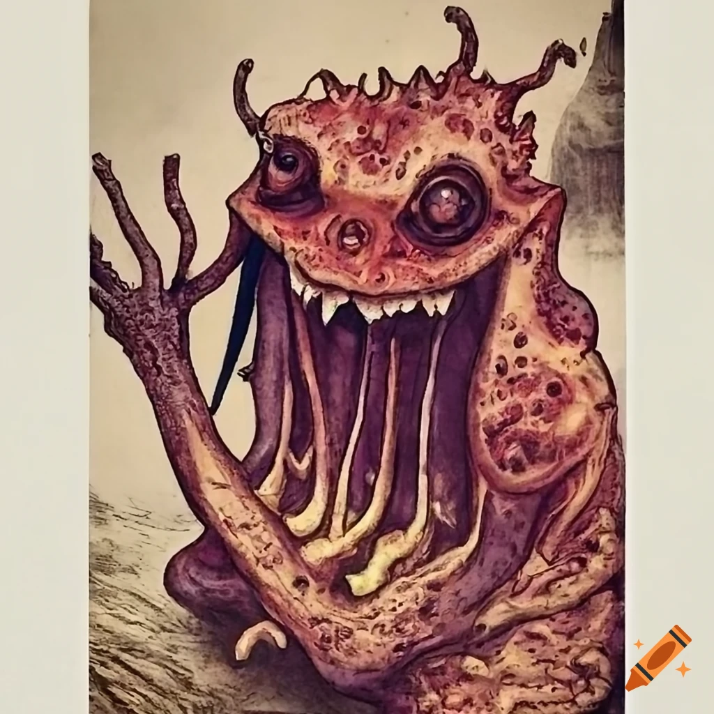 Lovecraftian hell-frog creature on Craiyon