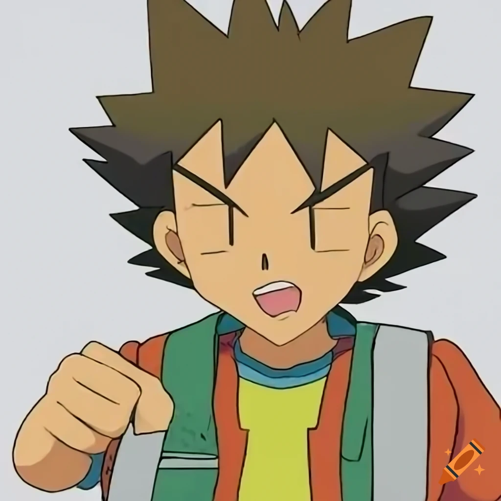 Brock from pokemon in green on a white background on Craiyon