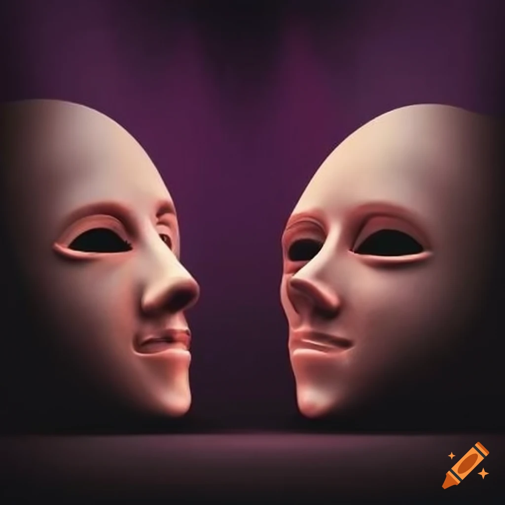 Two masks on a stage on Craiyon