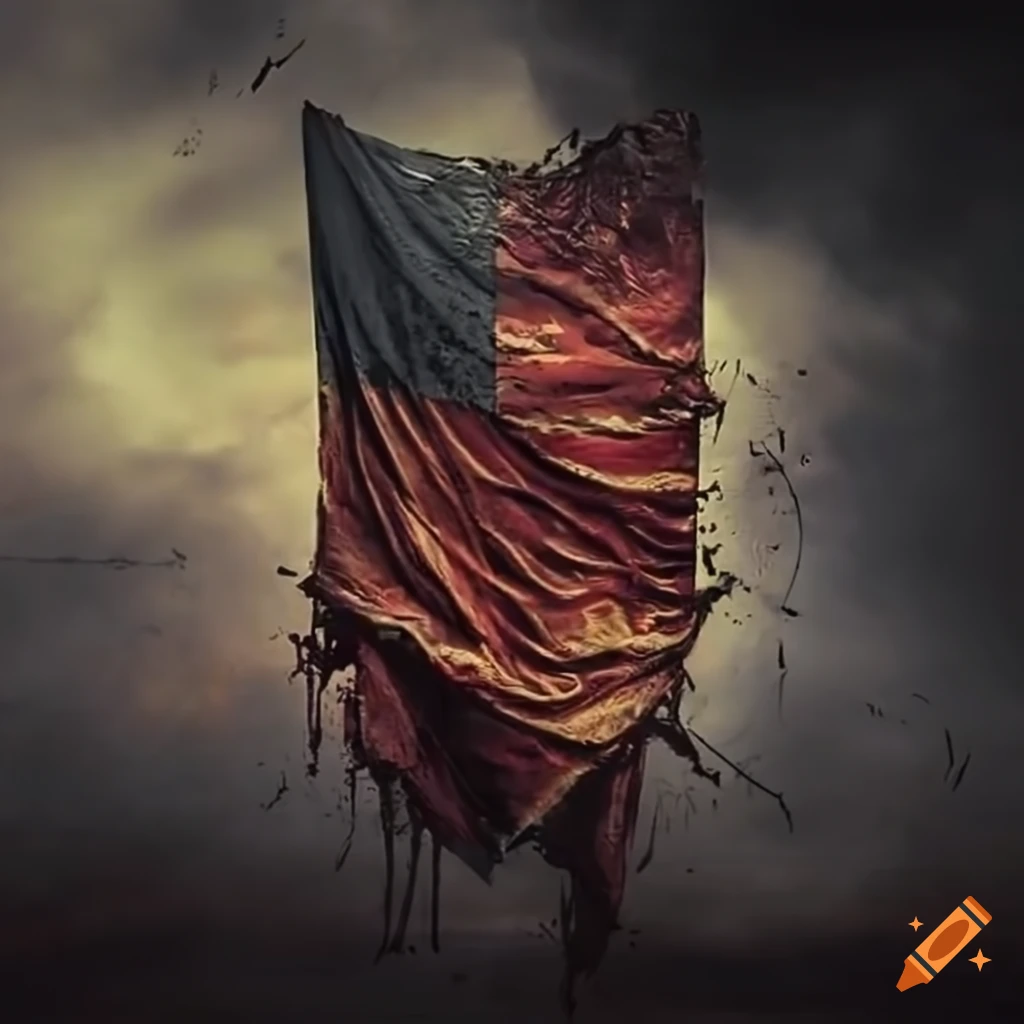 Mysterious flag in an apocalyptic setting on Craiyon
