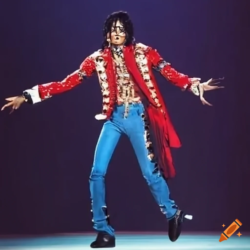 Iconic star Michael Jackson performing a thrilling dance move in ...
