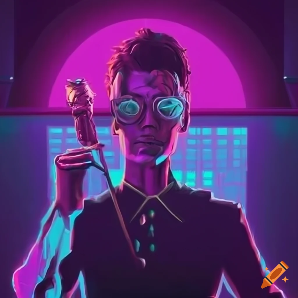Synthwave-style portrait of a scientist playing Dungeons And Dragons on ...