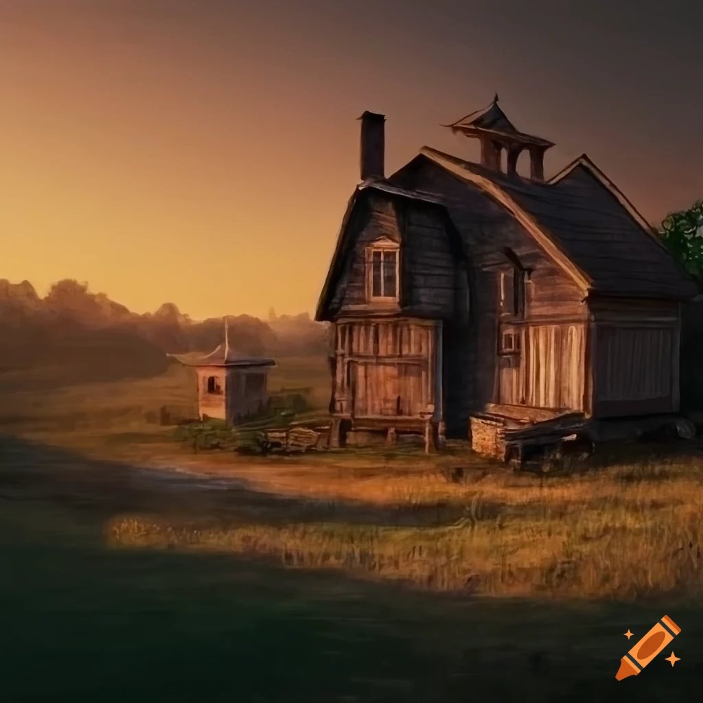 Farm at dawn in a renaissance era setting on Craiyon