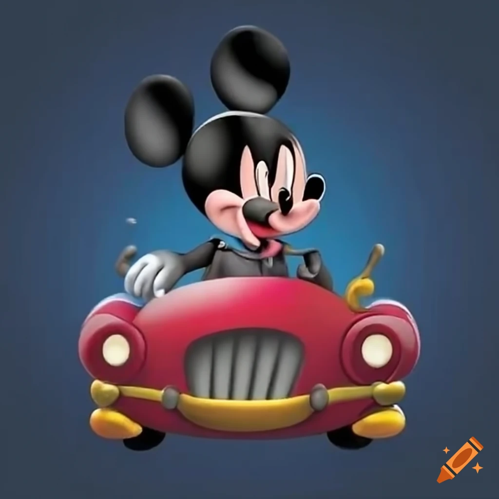 Mickey mouse driving a car on Craiyon