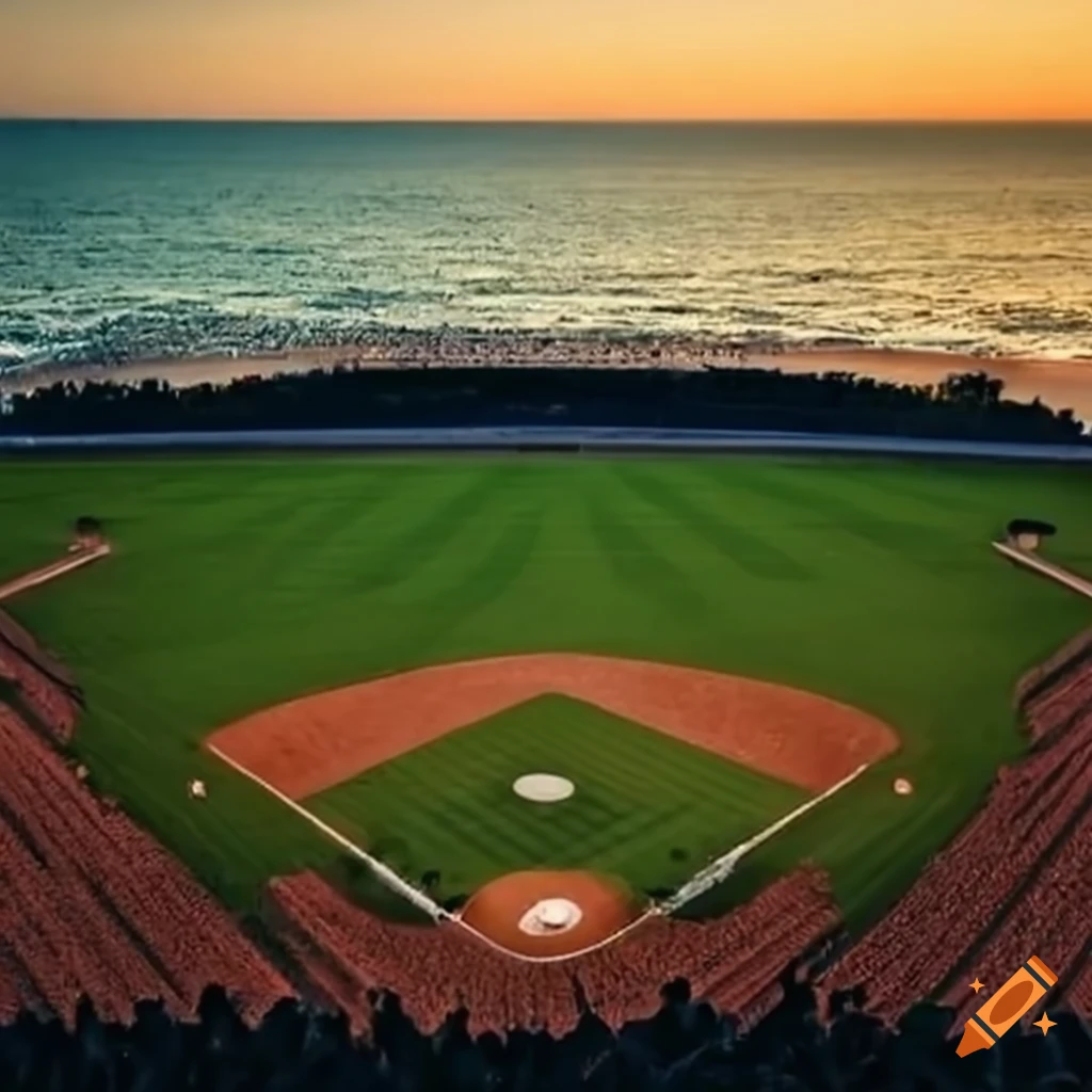Baseball stadium by the beach on Craiyon