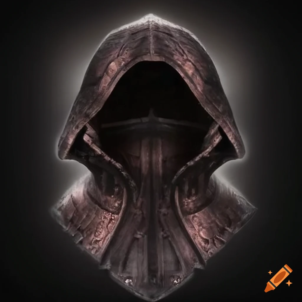 Magical fantasy empty cowl with detailed medieval style in the front ...