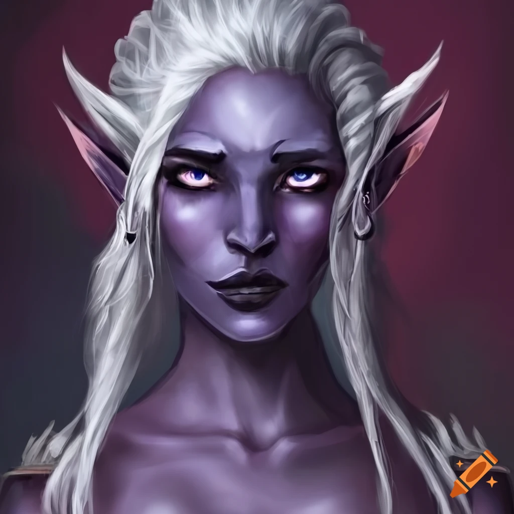 Priestess drow with braided hair on Craiyon