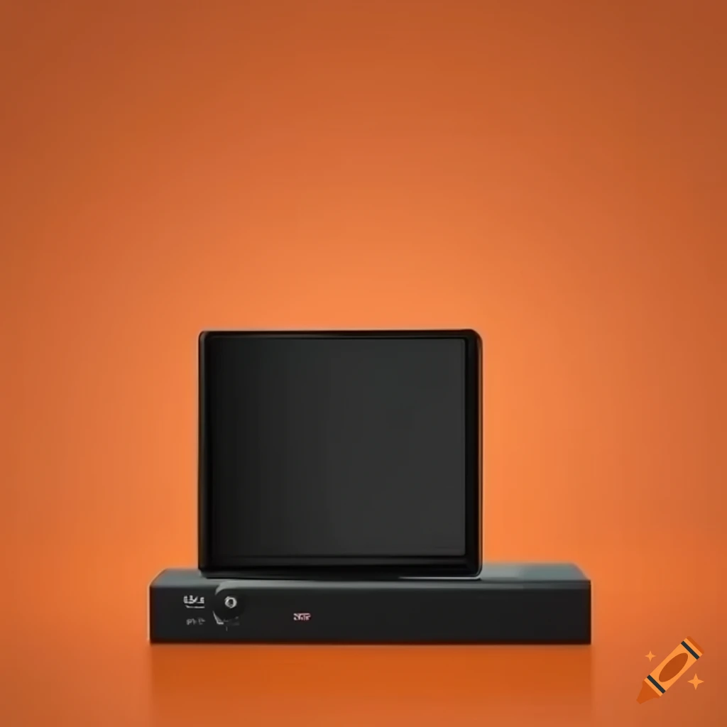 Old box tv with static screen on an orange background on Craiyon