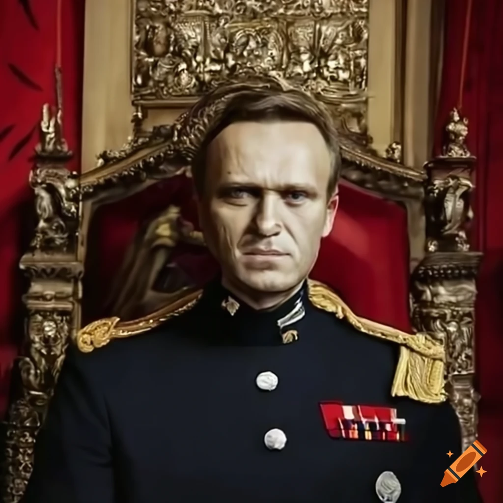 Portrait of king alexei navalny seated on his throne on Craiyon
