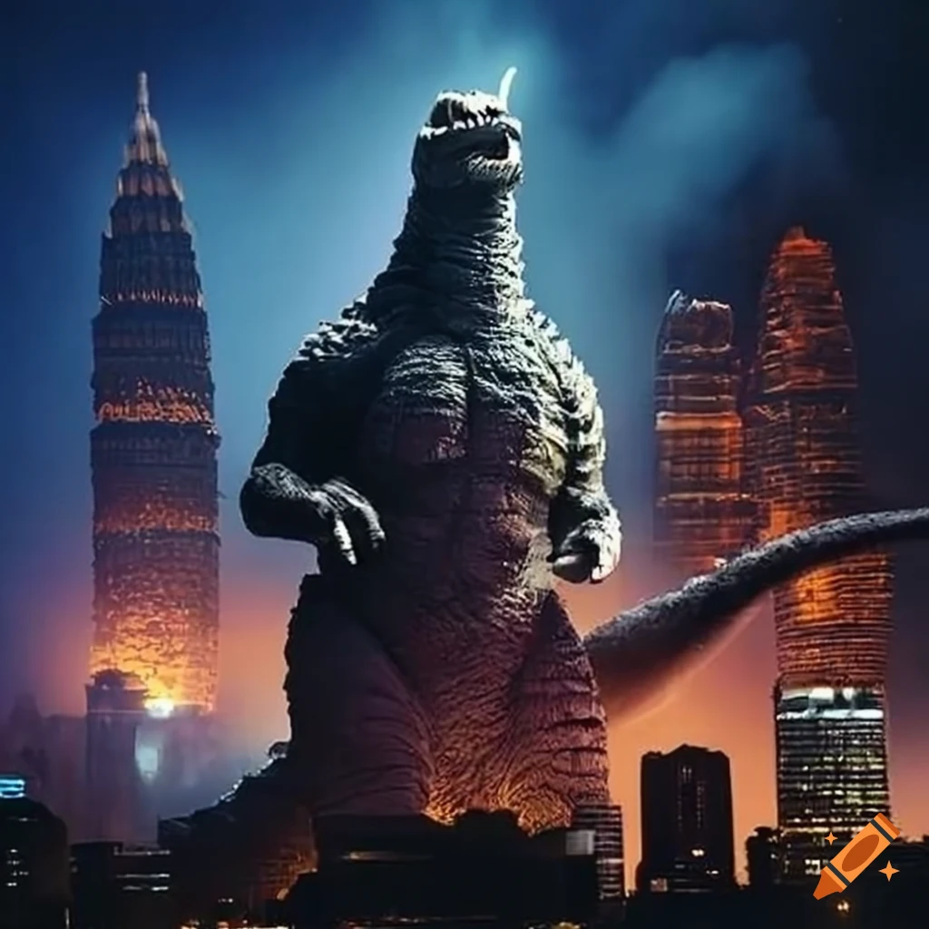 Godzilla destroying klcc on Craiyon