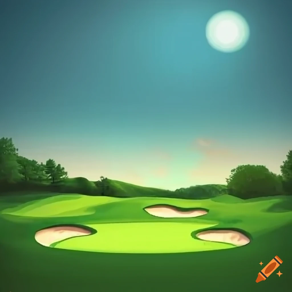 View of a golf course from the animated flag on Craiyon