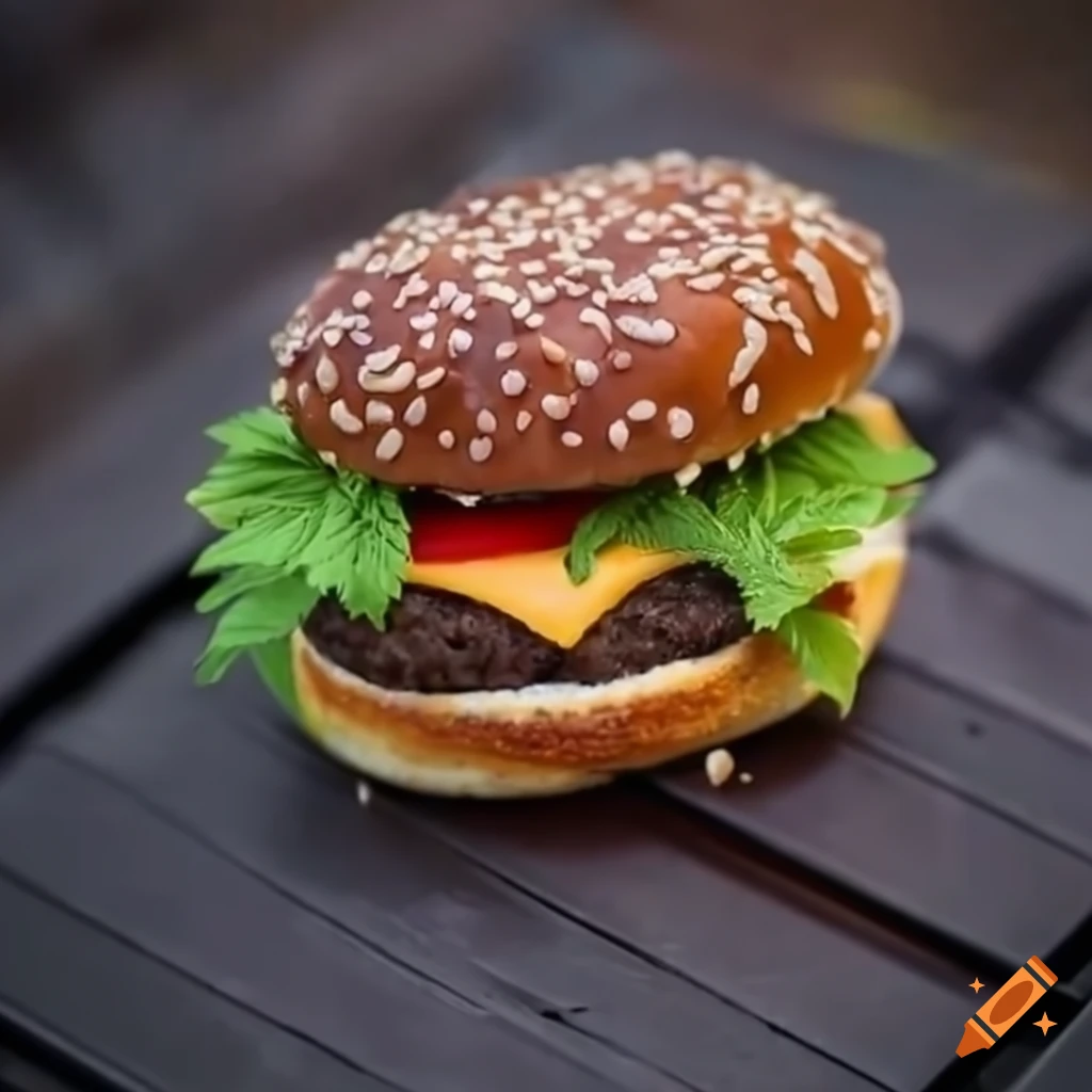 Marijuana hamburger on grill on Craiyon