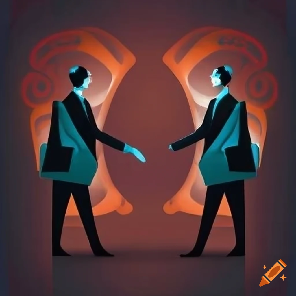 Two business people abstract concept of influence on Craiyon