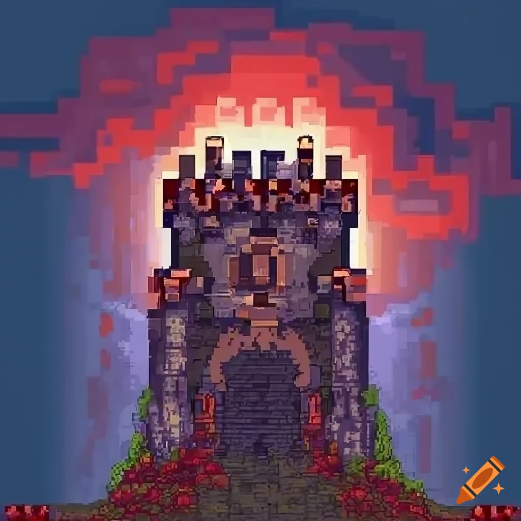 Simon Belmont facing a gate of a medieval vampire castle under a stormy ...