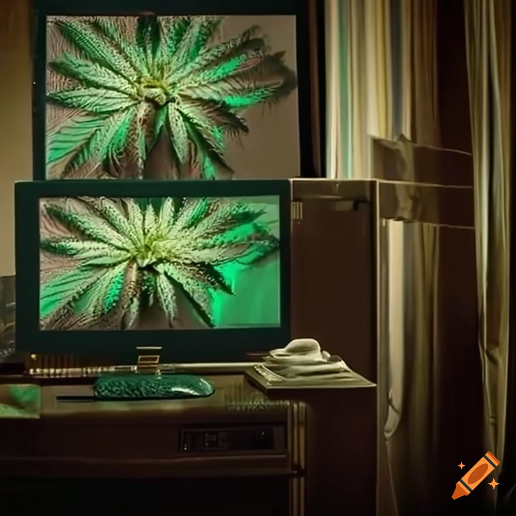 Surreal computer monitors in a hellish landscape with IT elements on ...