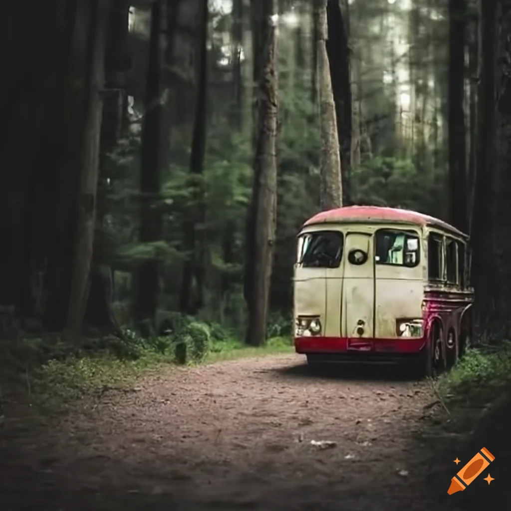 Japanese ghost bus in a forest on Craiyon