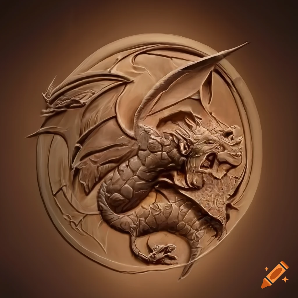Dragon bas relief with high detail and realistic 3d design on Craiyon