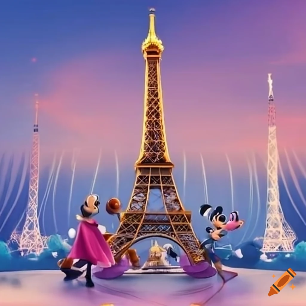 Eiffel tower with disney characters on Craiyon