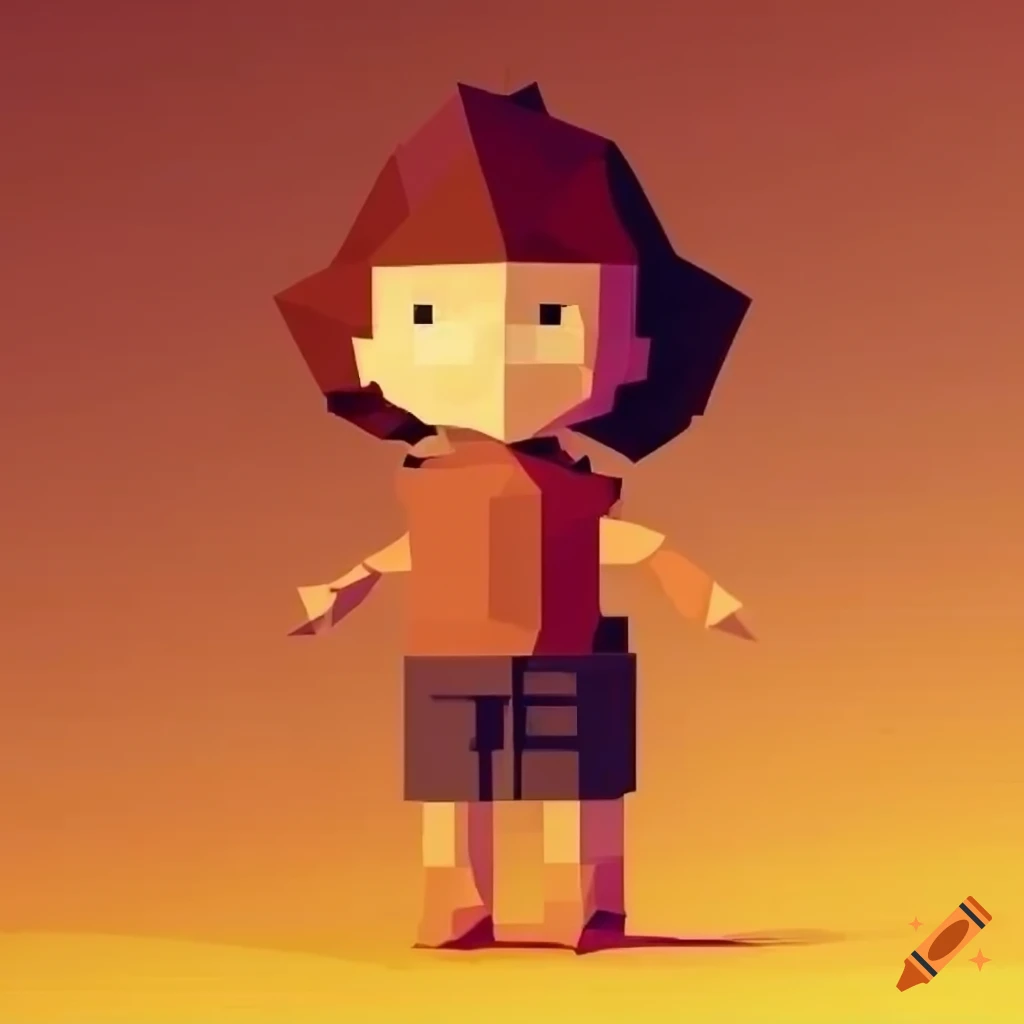 Low poly retro video game character embarking on an adventure on Craiyon