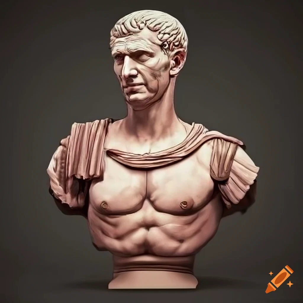 Bust of julius caesar in military attire on Craiyon