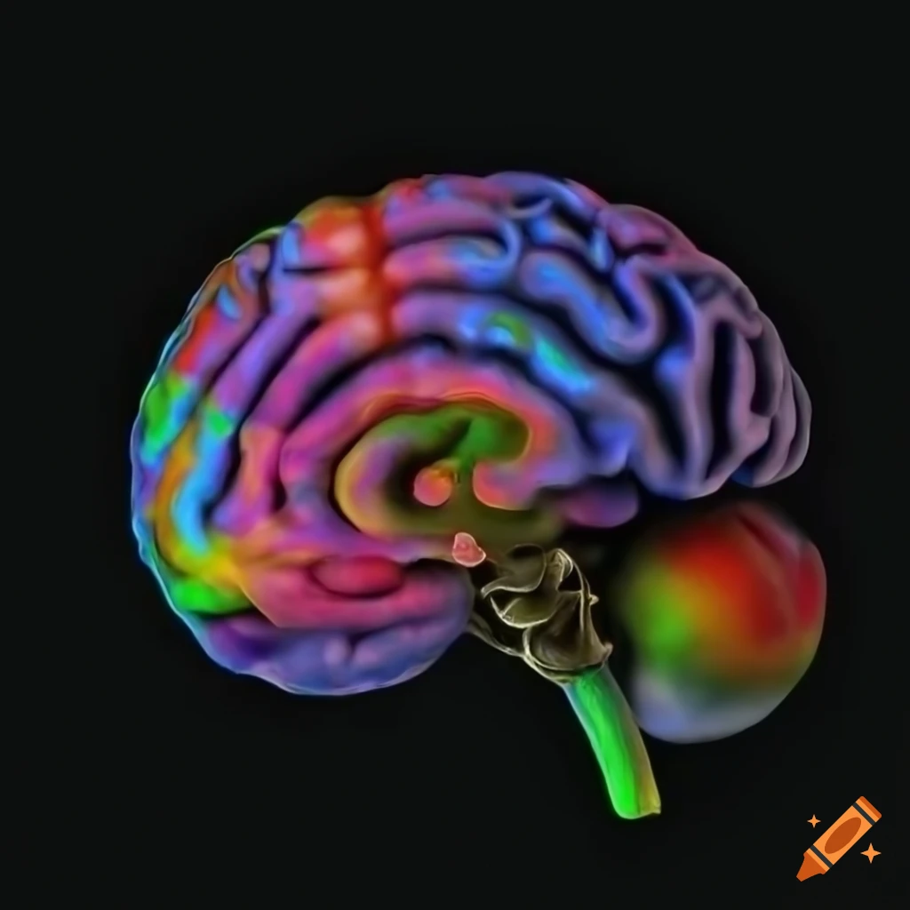 Colorful hyper-realistic detailed brain on Craiyon
