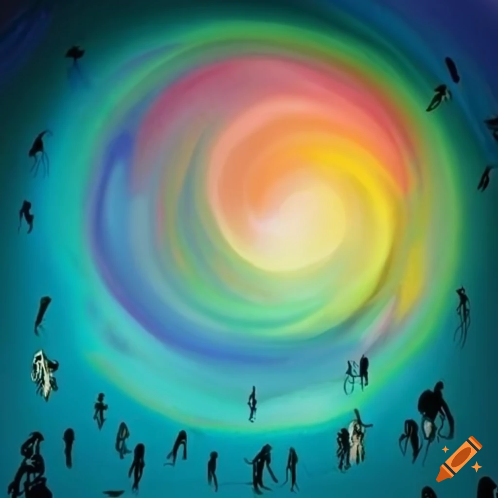 Colorful illustration representing the meaning of life on Craiyon