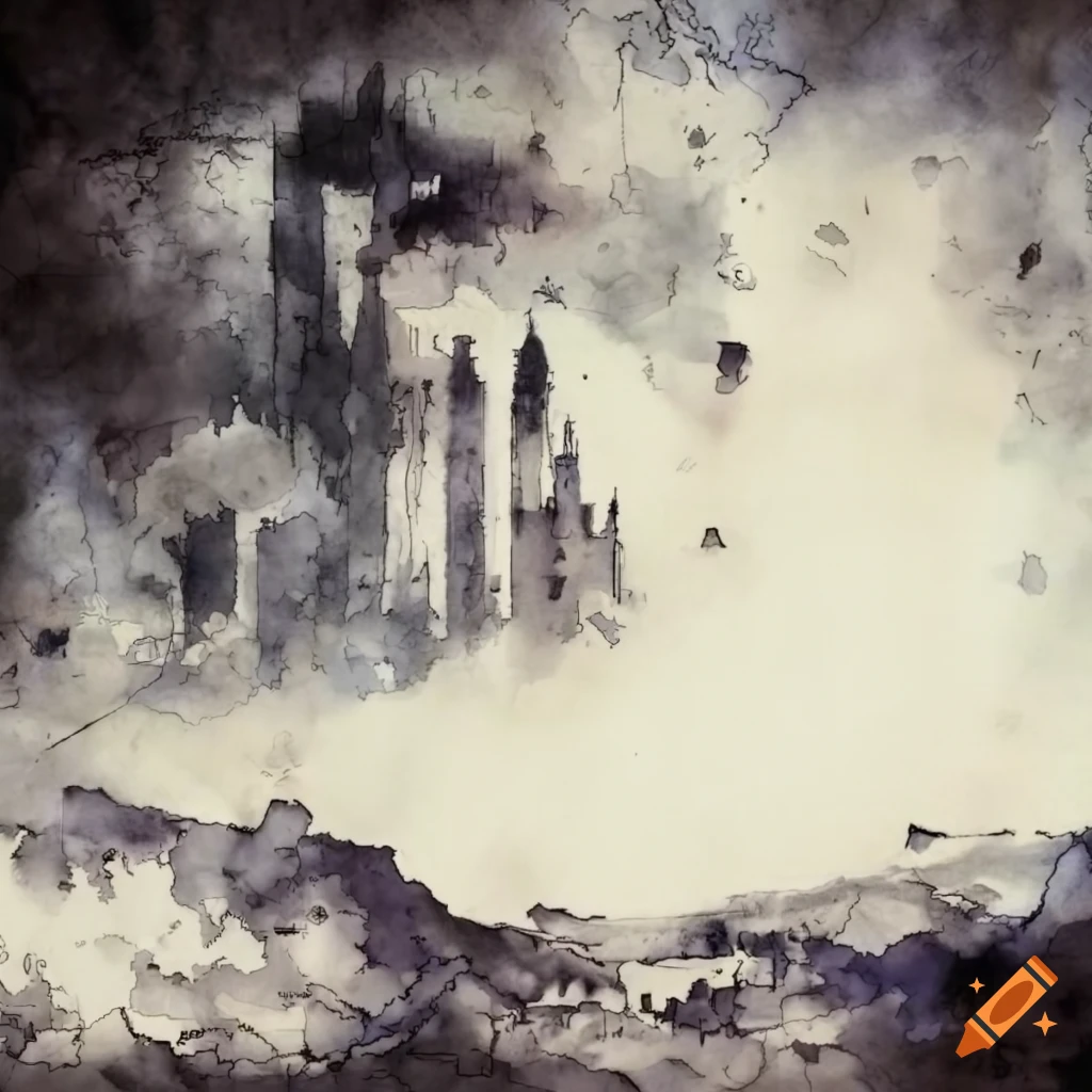 Apocalyptic map sketch of a mysterious country on Craiyon